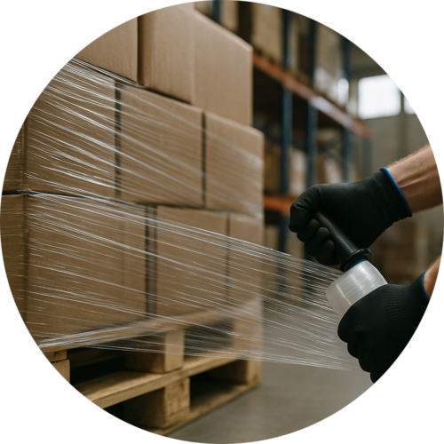 Easy-to-Apply Hand Pallet Wrap - Orange Packaging UK